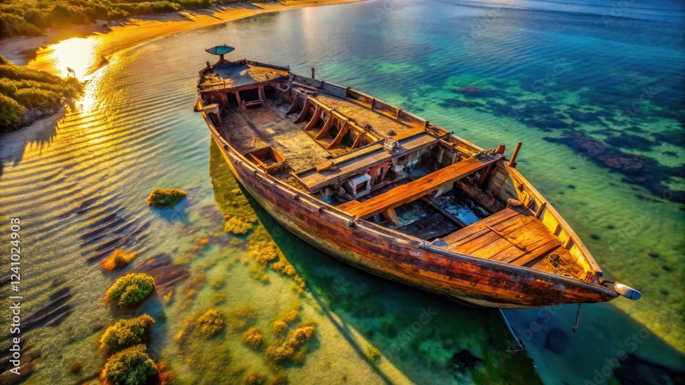 Drone reveals a decaying ship, abandoned to the ocean's relentless ...