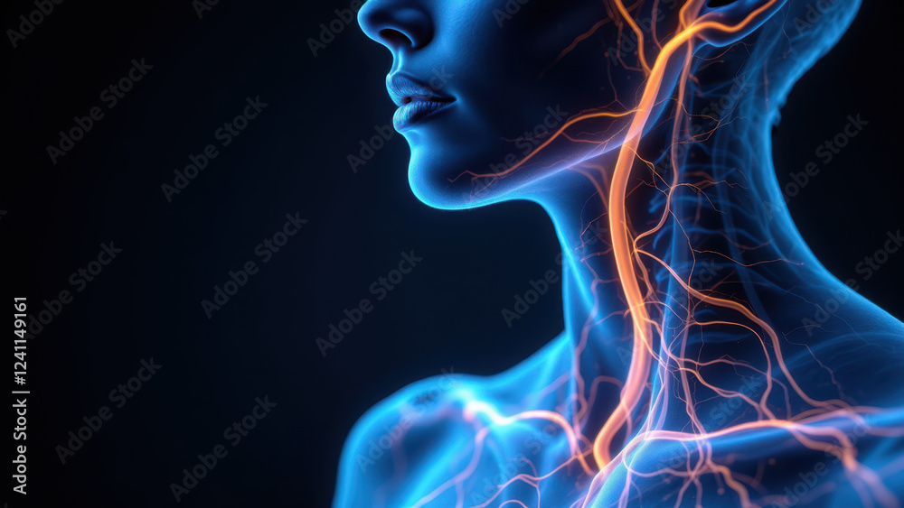 A computer-generated image displaying the human anatomy with ...