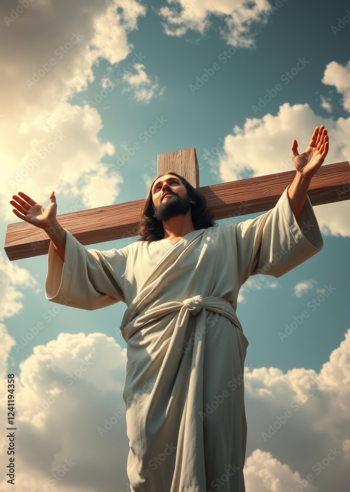 Foto de Stock Jesus Christ figure, outstretched arms, crucifixion pose ...