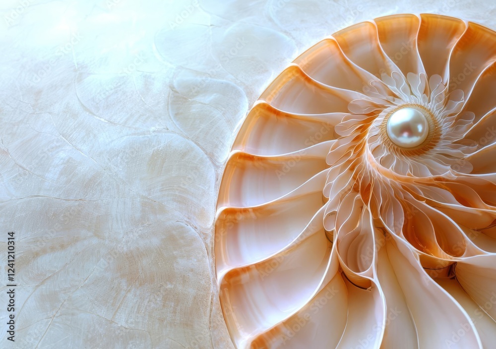 shell nautilus pearl Fibonacci sequence symmetry cross section spiral shell structure golden ...