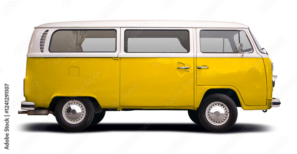 Zdjęcie bez tantiem: VW Transporter T2 classic van camper with yellow ...