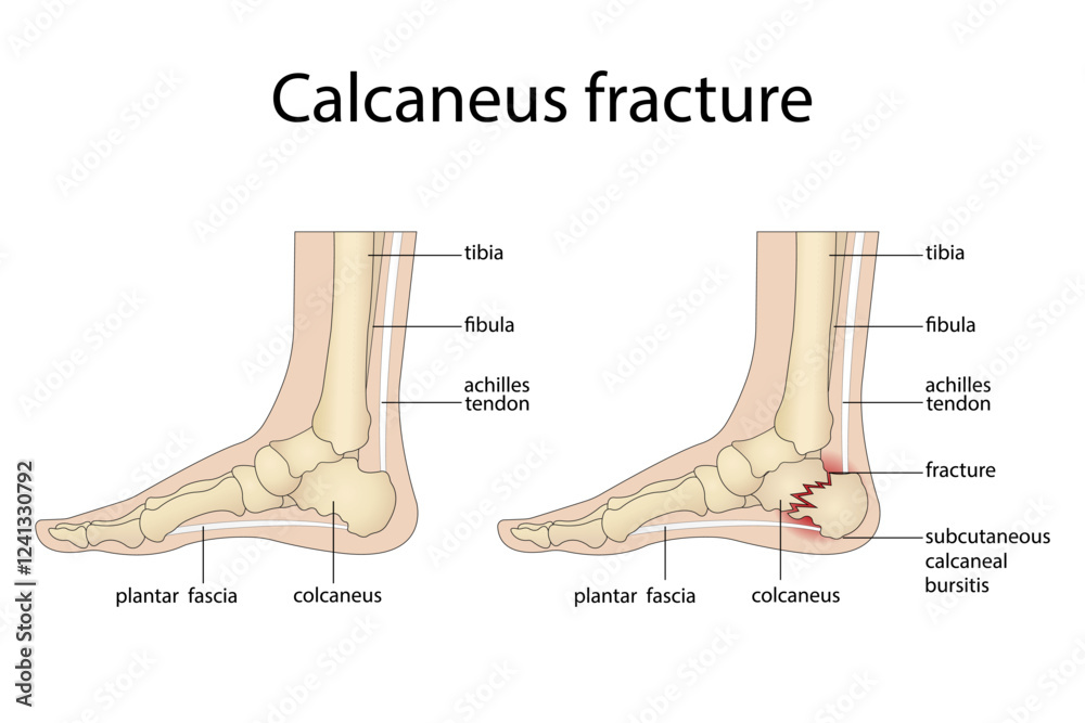 Anatomy of a calcaneal fracture with a diagram of the structure of a ...