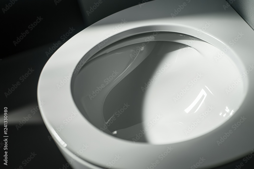 Toilet. Flush clean toilet in modern bathroom. White ceramic toilet ...