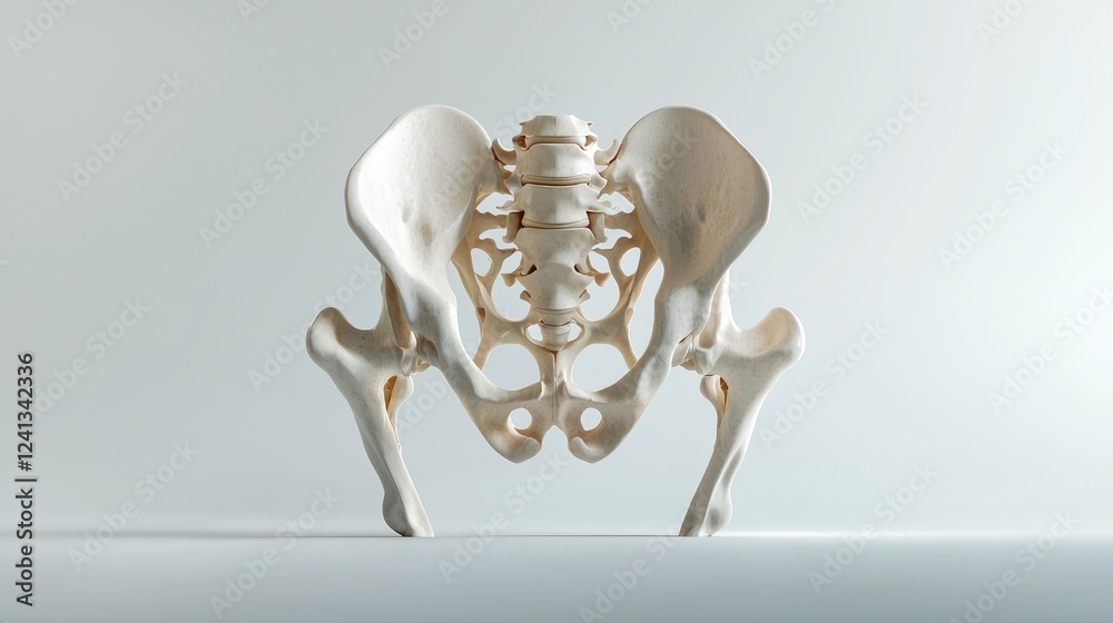 Human Pelvis Bone Anatomy, 3D Render of the Skeletal Structure Stock ...