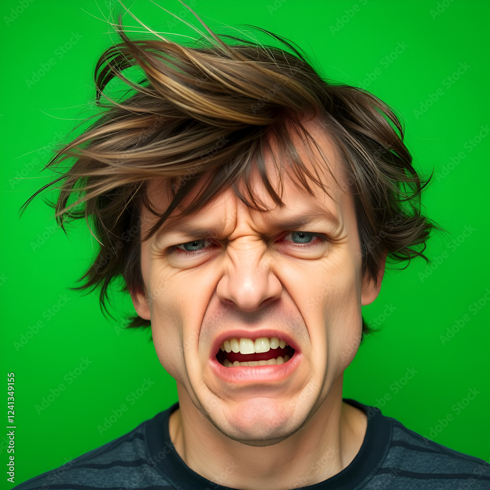 Human reactions captured against green screen with alpha (transparency ...