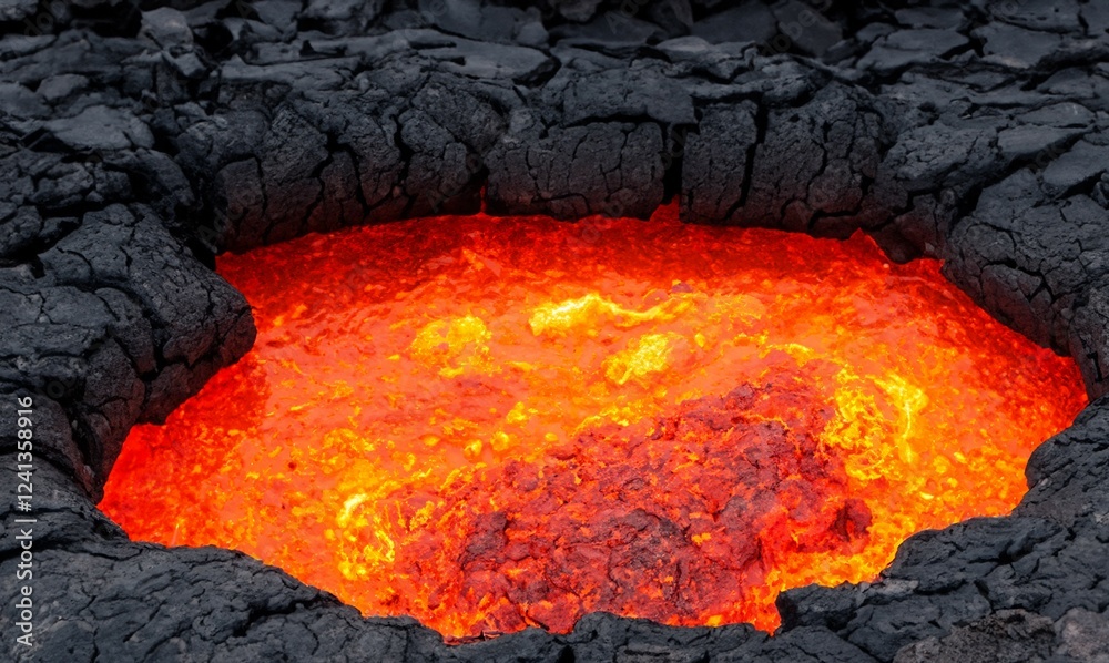 Hot magma background. Eruption of the volcano of fire. Red lava texture ...