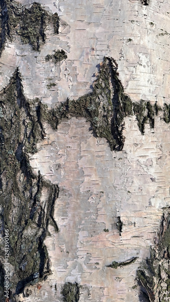 Birch tree (betula) bark texture vertical background, nature wooden ...