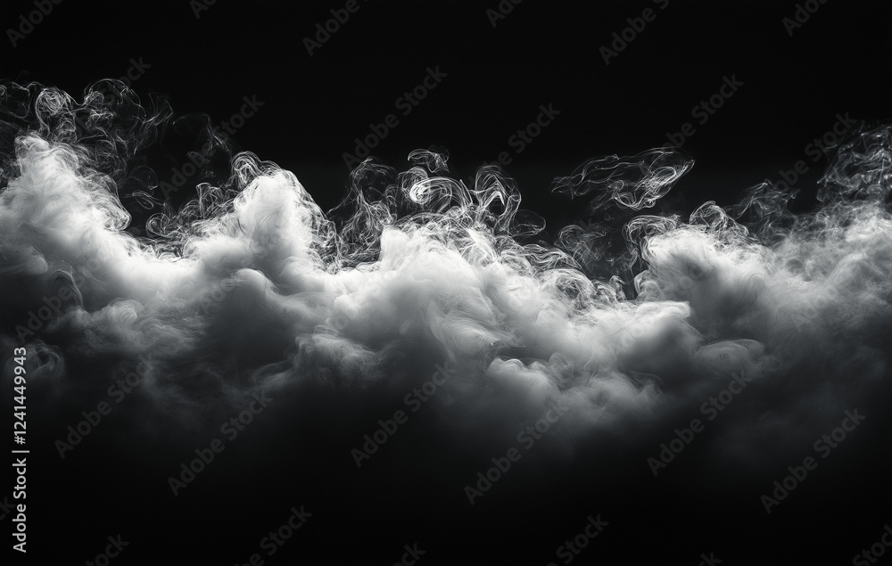 White smoke on a black background, a smoke effect, fog or smog, an ...