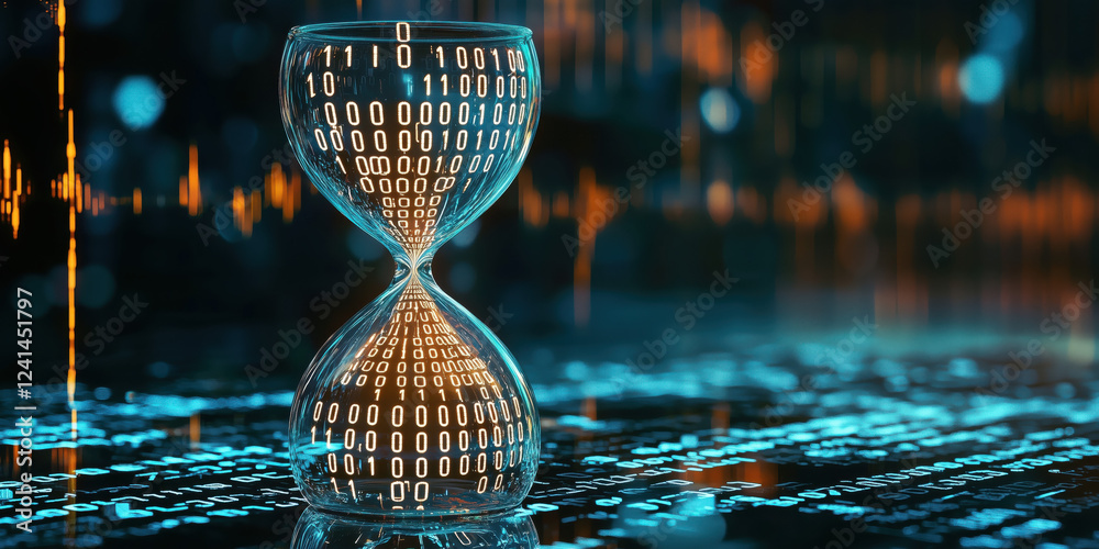 Digital matrix hourglass with binary coding for future ai time travel, digital communication ...