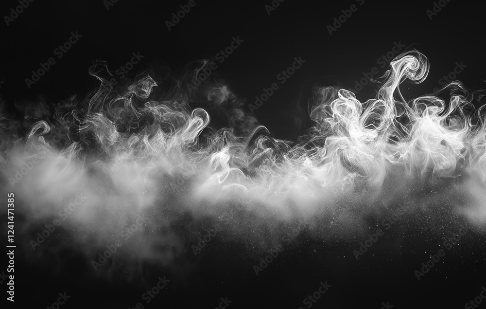 White smoke on a black background, a smoke effect, fog or smog, an ...