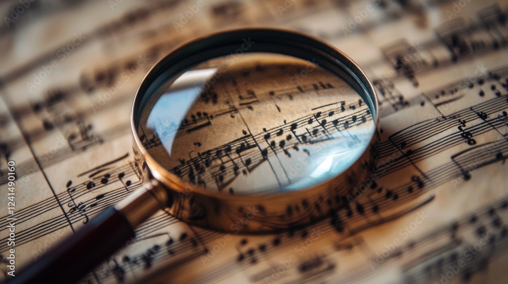Analyzing musical notation with a magnifying glass study room ...