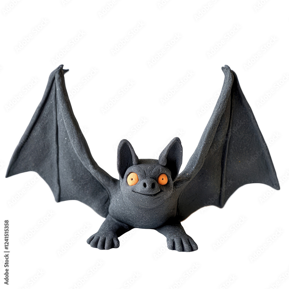 Cute Playdough Bat Figure with Big Nosed Face and Outstretched Wings on ...