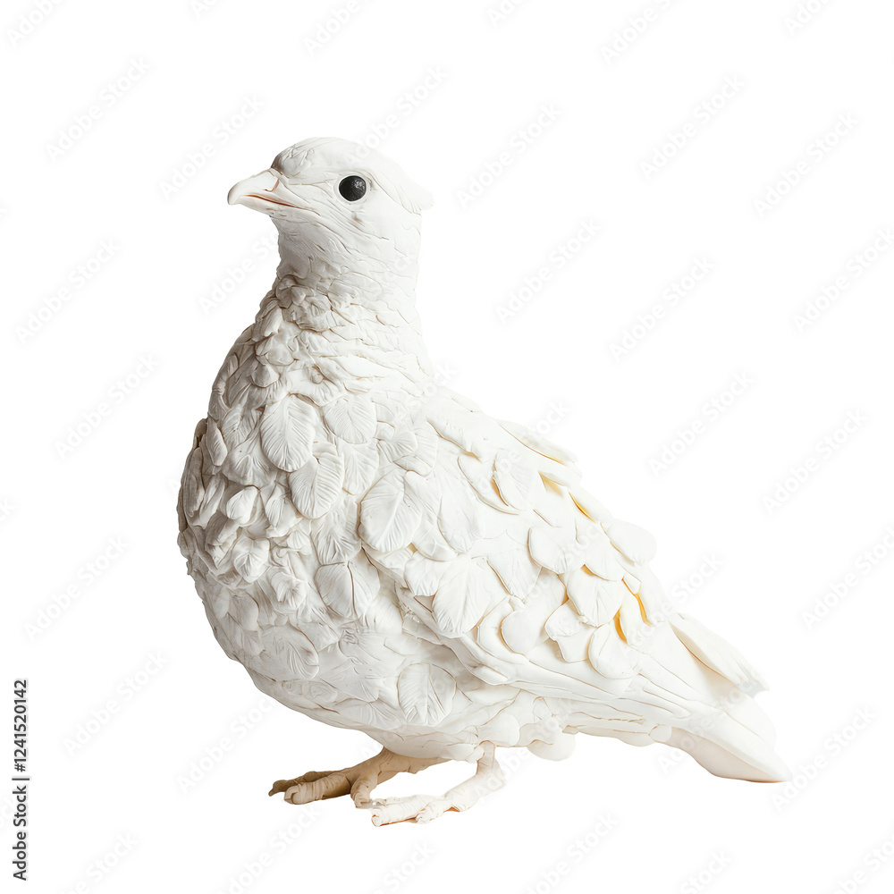 Realistic White Playdough Bird Sculpture on Solid transparent ...