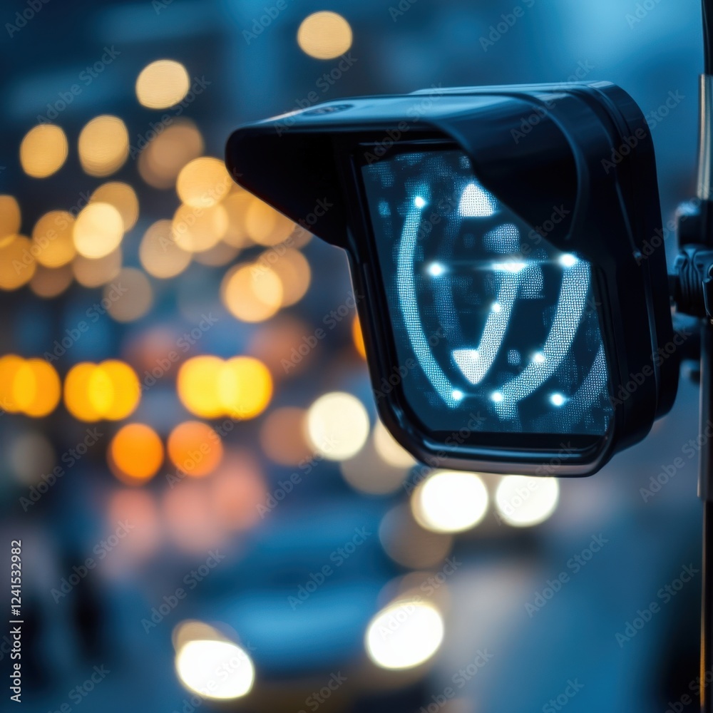 Surveillance camera monitoring urban traffic city intersection digital ...