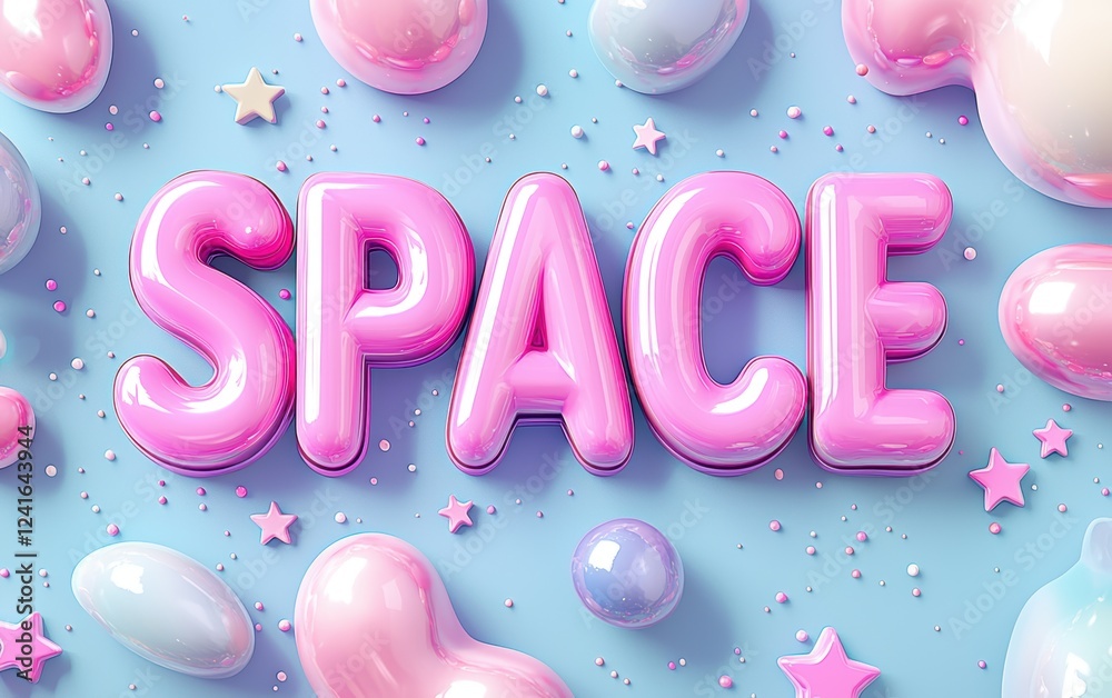 of the word SPACE styled with cosmic nebula textures and stars, on a ...
