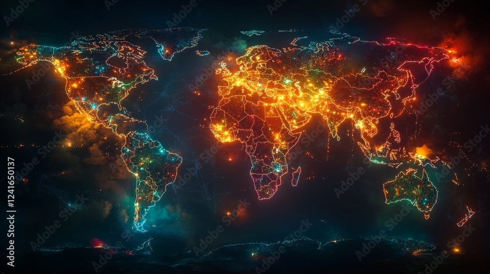 Map of the World in Two Different Color Schemes. Stock Illustration ...