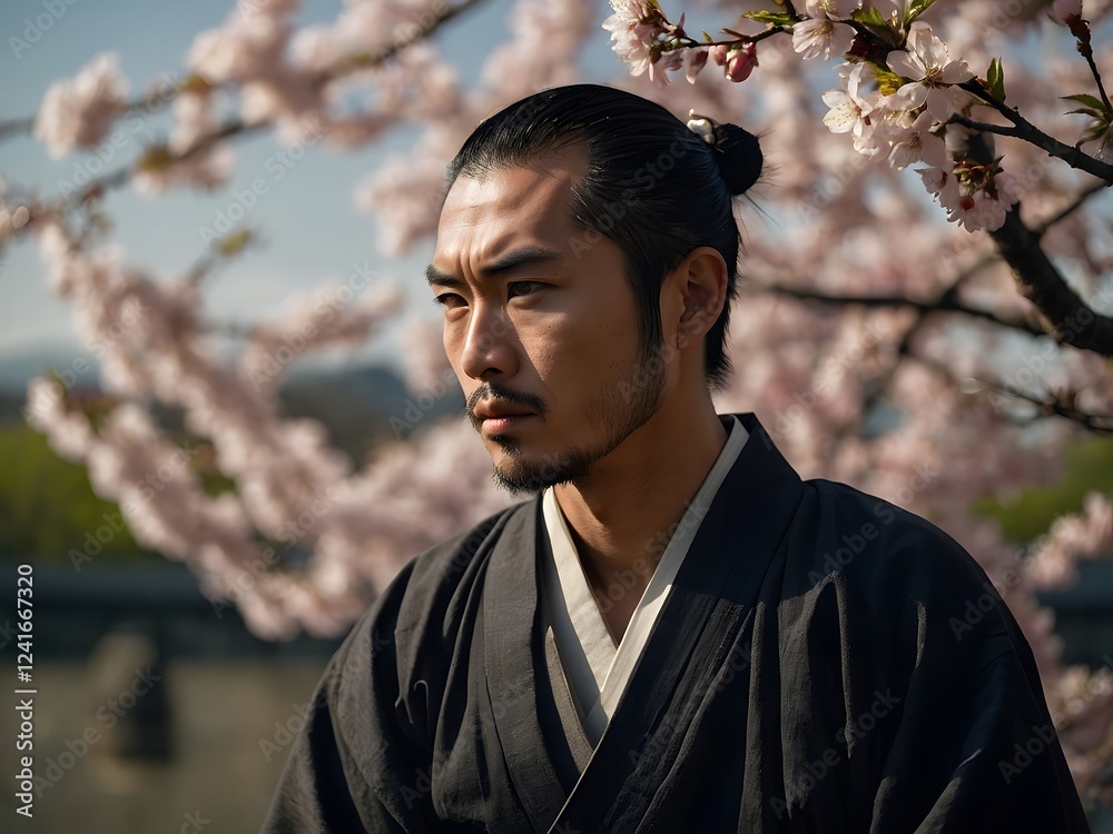 portrait photograph of ancient Japan man Stock Photo | Adobe Stock