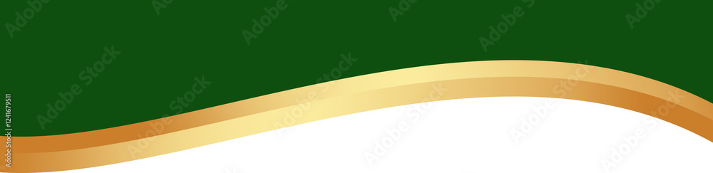 Border shape for banner design. Green header section with golden line ...
