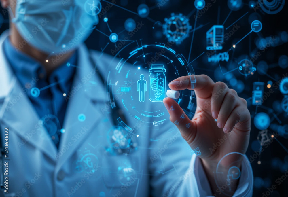 Medicine doctor holding capsule pill research and diagnosis of ...