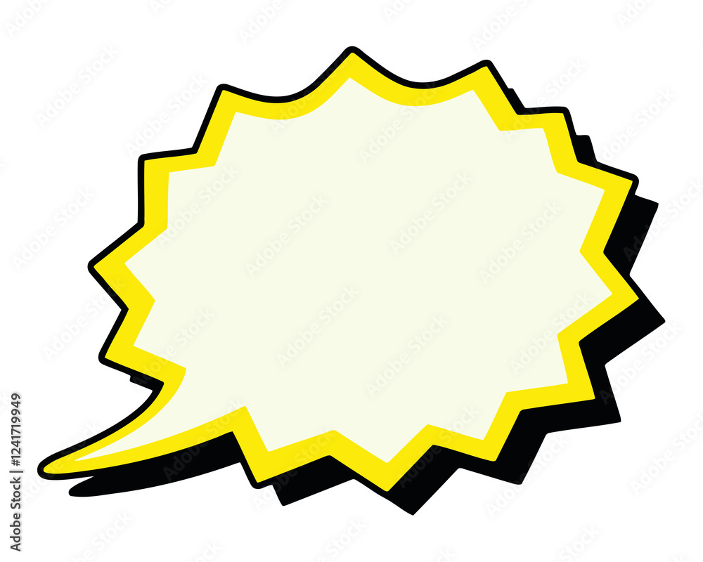 Empty comics style speech bubble with yellow outline and black shadow ...