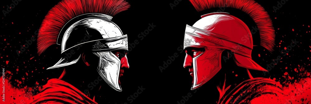 Roman Centurion Face Off - Two Roman centurions face each other, one in ...