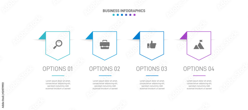 Horizontal progress bar featuring 4 arrow-shaped elements, symbolizing ...