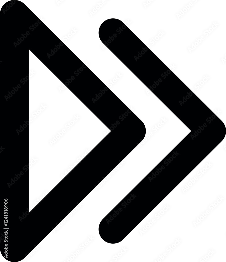 fast player icon, fast forward circle with two arrows icon symbol ...