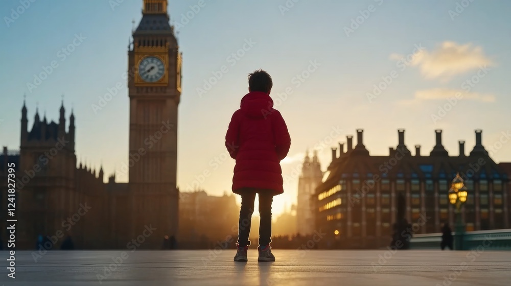 Big Ben stands majestically in London as golden sunlight reflects off ...