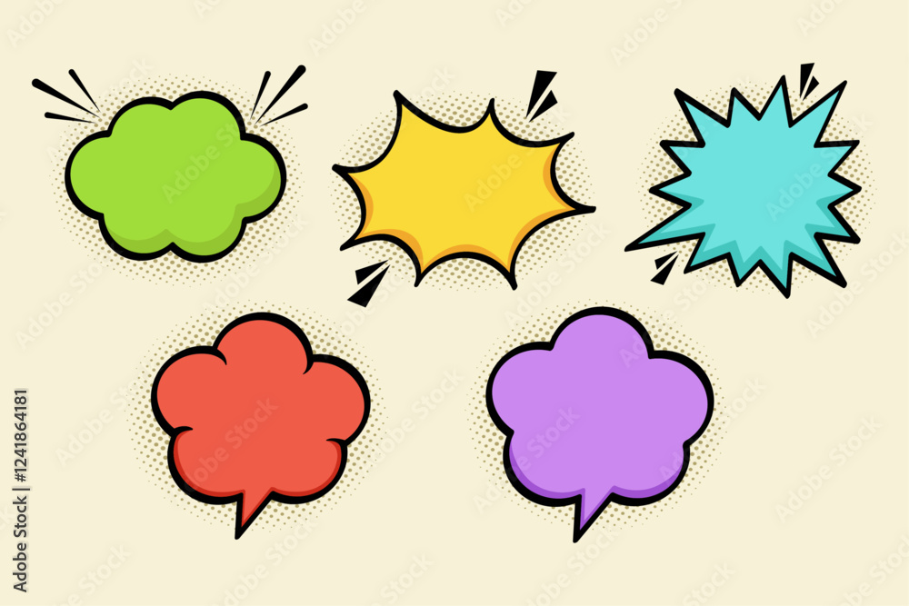 Comic bubble and dialogue set. Blank speech text boxes in various ...
