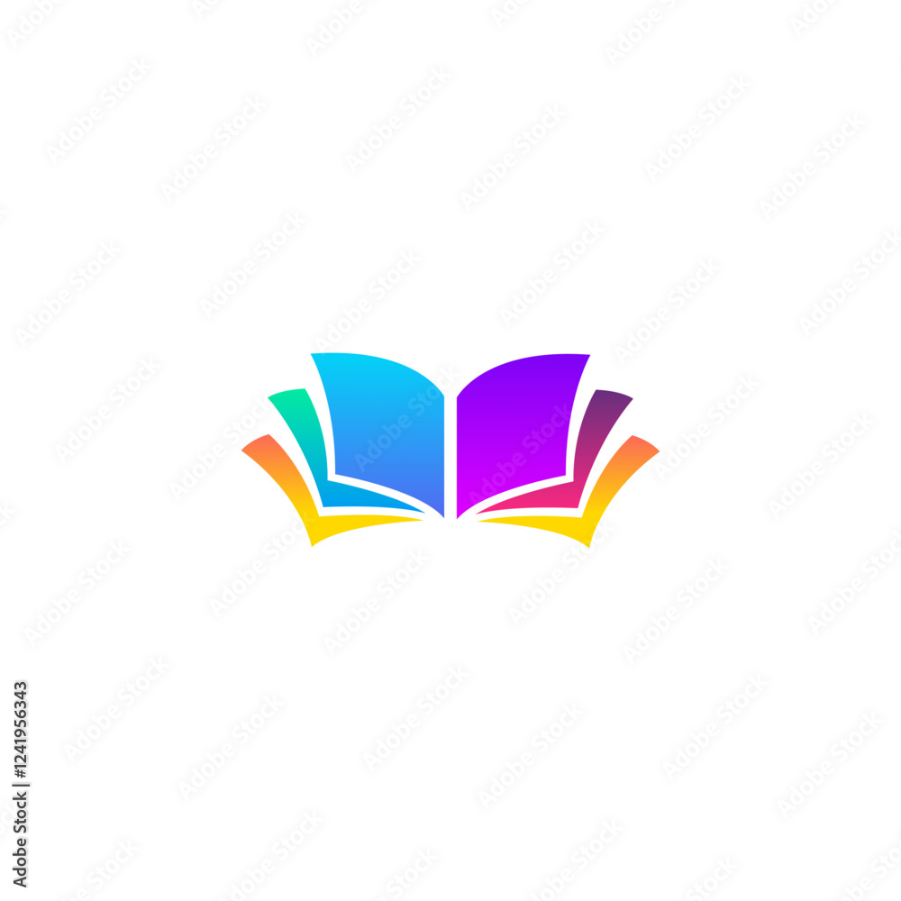 Colorful Open Book Logo Design, Education, Reading, Knowledge, Literacy ...