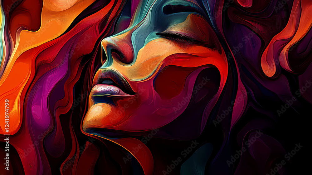Emotional fusion a blend of vibrant and dark tones depicting ...