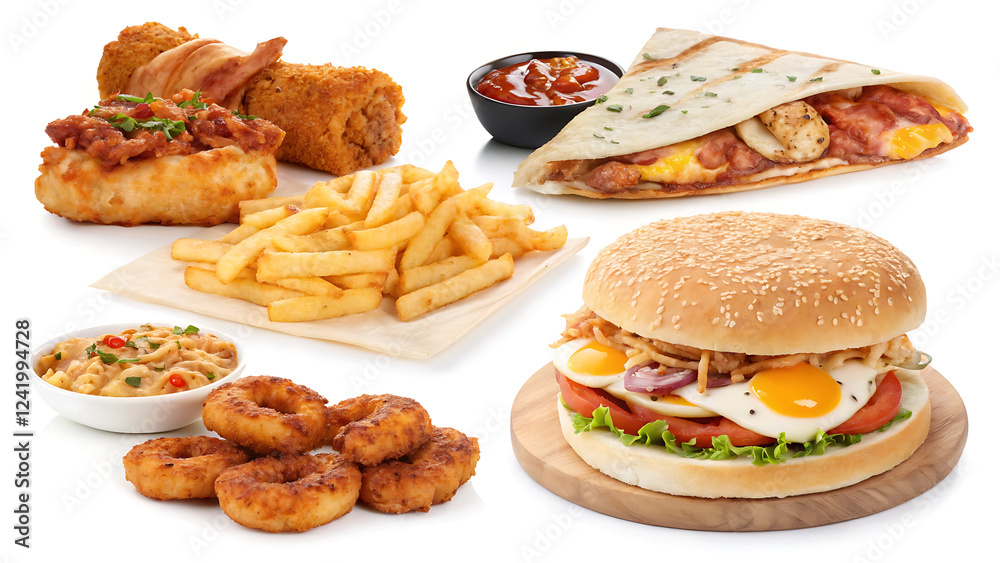 Big Assortment of Delicious foods top view collection. Set of Many ...