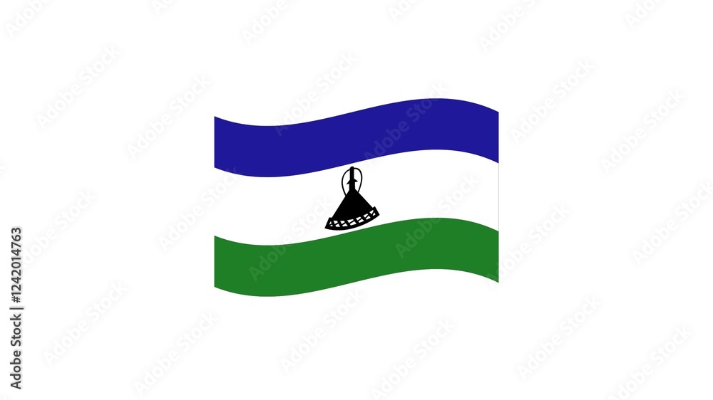 Lesotho national flag isolated on white background. Kingdom of Lesotho ...