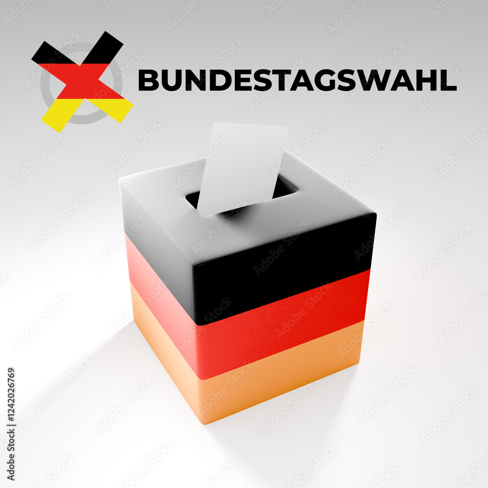 Bundestagswahl 2025, German Federal Election. Ballot box with German ...