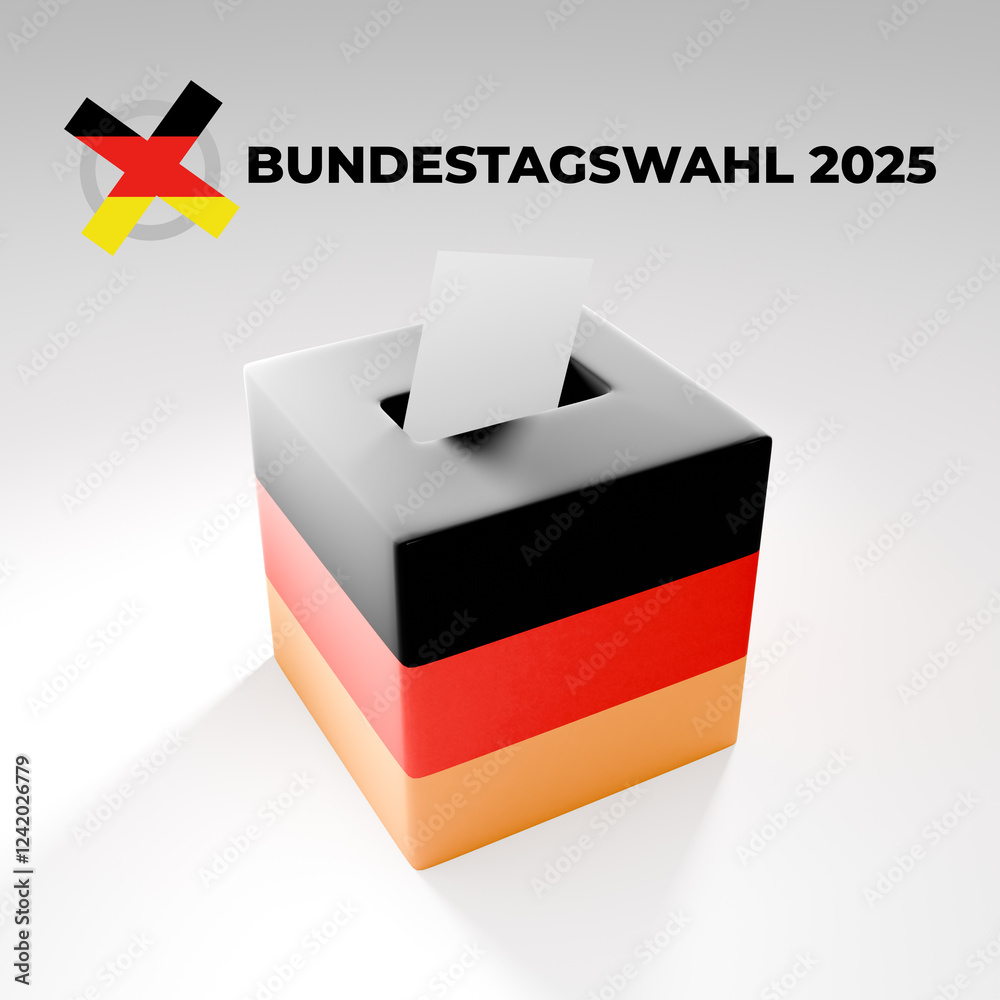 Bundestagswahl 2025, German Federal Election. Ballot box with German ...