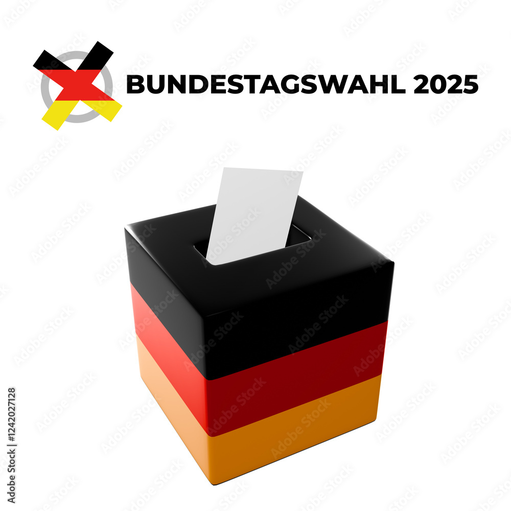 Bundestagswahl 2025, German Federal Election. Ballot box with German ...