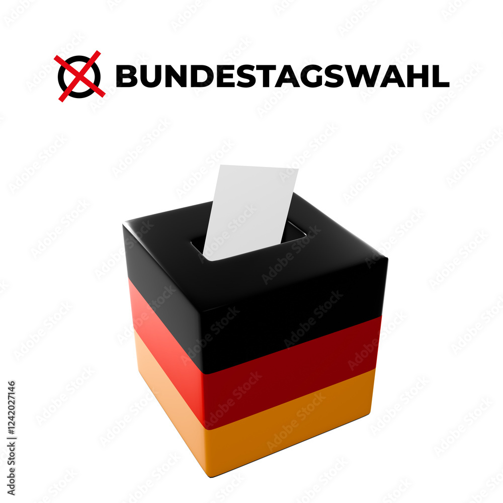 Bundestagswahl 2025, German Federal Election. Ballot box with German ...