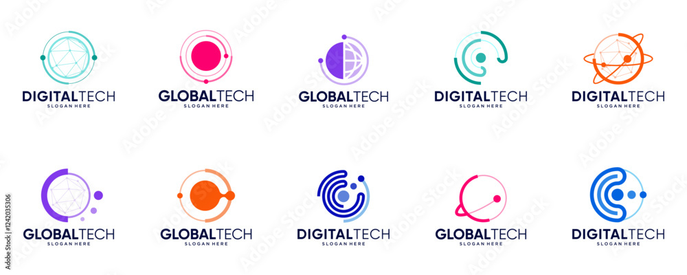 Vetor collection of global logos of technology, digital connection ...