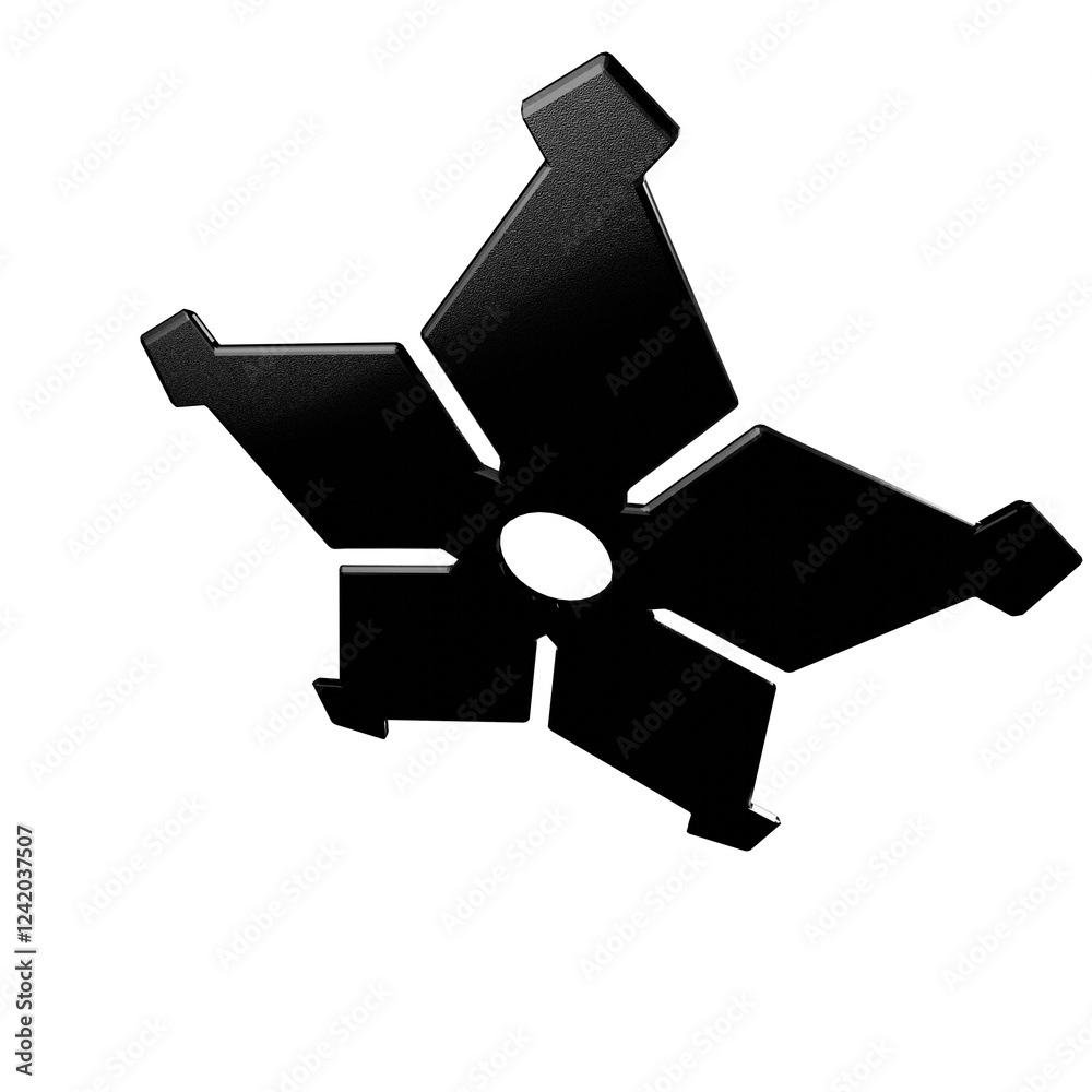 3D Illustration of a Ninja Shuriken –Realistic depiction of a ...