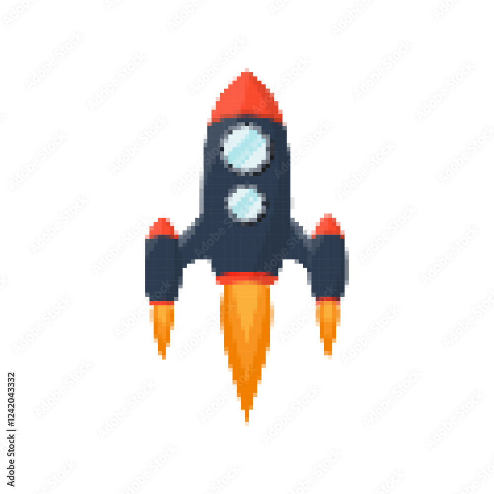 Pixel art rocket with fiery trails, retro games, space-themed designs ...