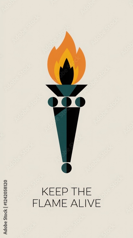 Geometric torch design with flame and inspiring message for motivation ...