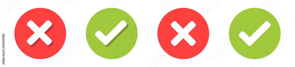 check mark icon button set. check box icon with right and wrong buttons ...