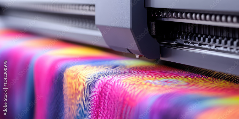 Dtf printer prints vibrant colors on textile fabrics, a modern ...
