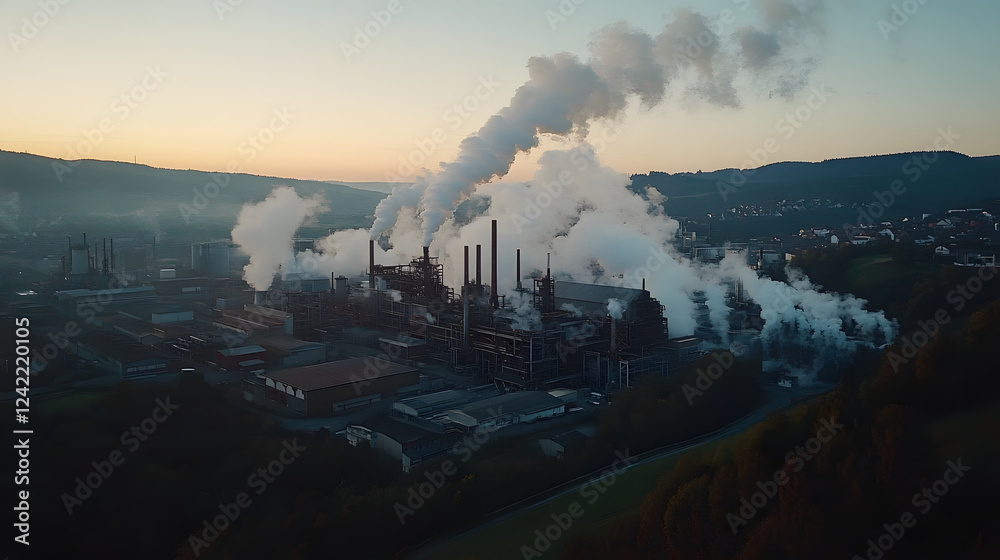 Carbon capture technology in action industrial sit at a factory with ...