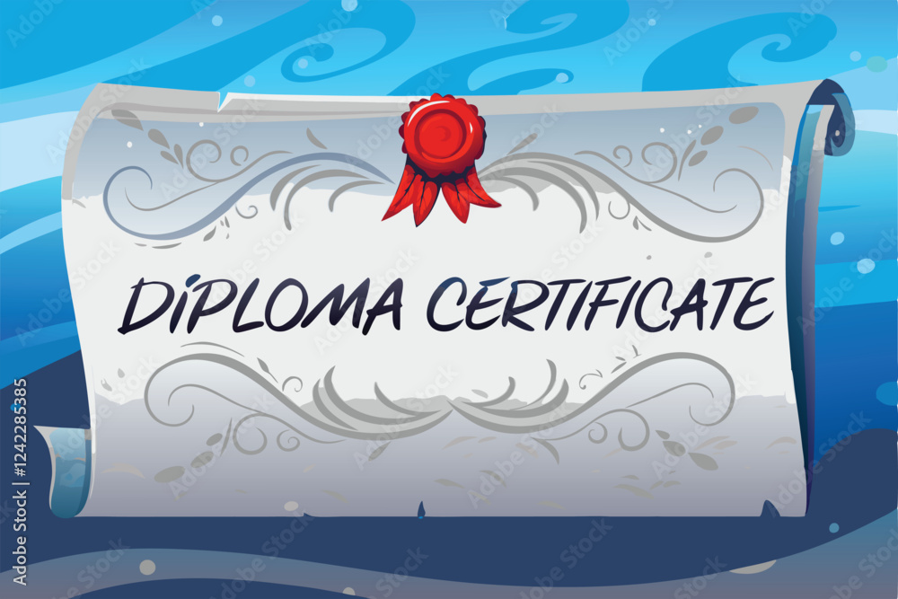 Generate a highly detailed image of an elegant diploma certificate ...