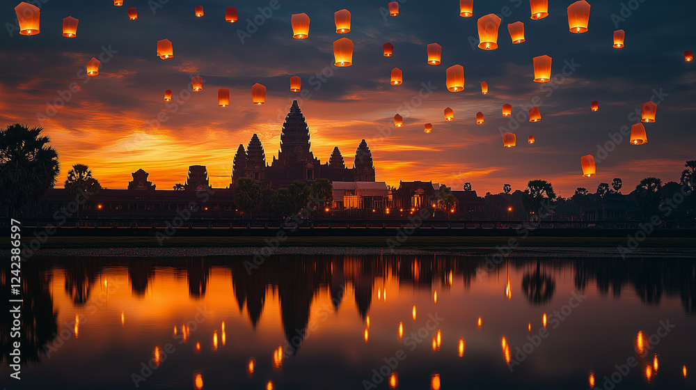Angkor Sankranta Festival at Angkor Wat Temple Complex at sunrise ...