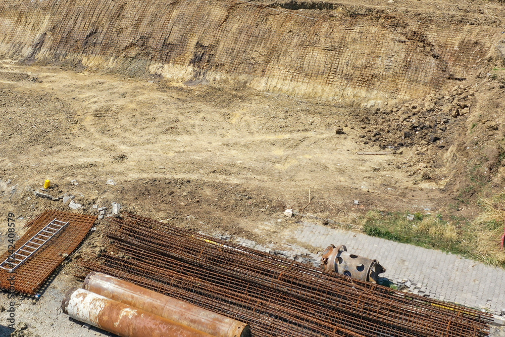 long bored pile reinforcing bars on a sloping terrain Stock Photo ...