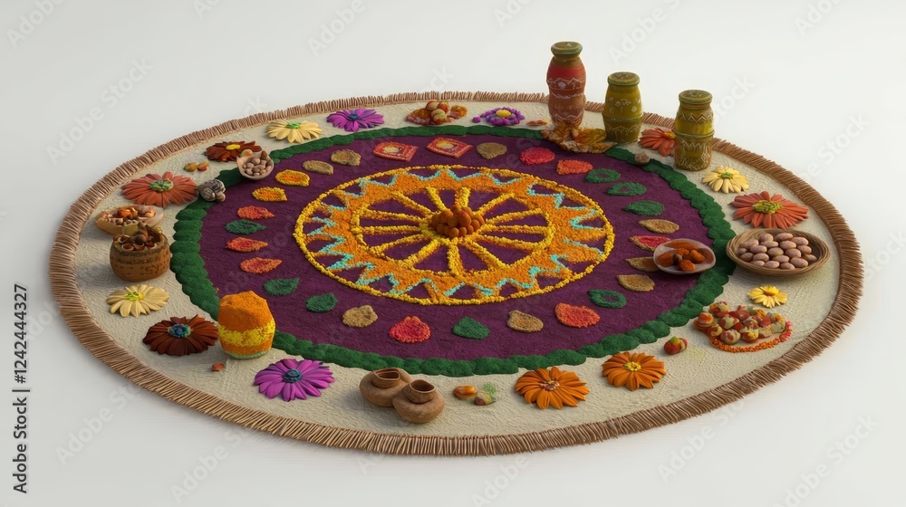 Colorful holy festival celebration with indian food and sweets vibrant ...