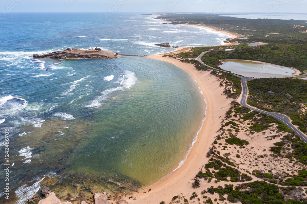 Ocean bays and curved beaches along a coastline Stock Photo | Adobe Stock