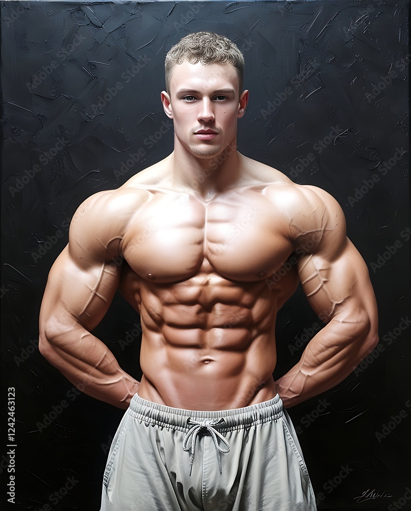 Aesthetic muscular male athlete with a ripped physique posing ...